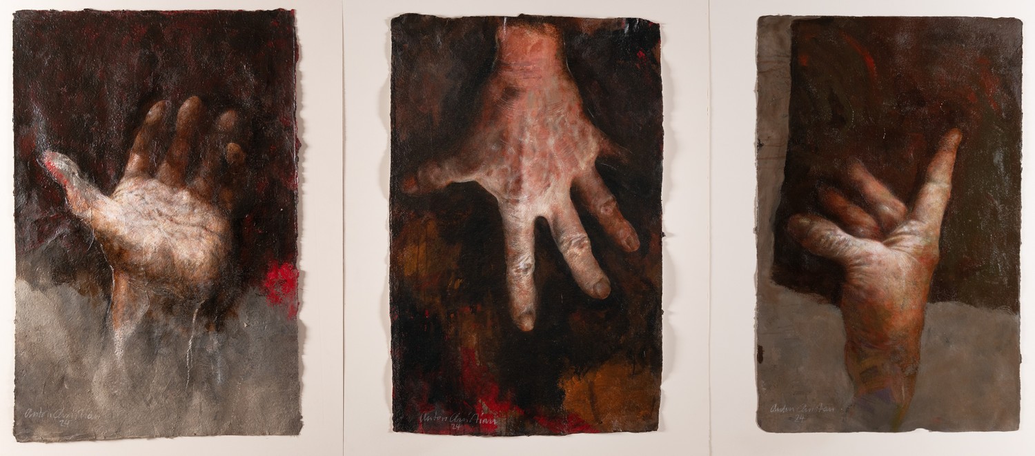 Christian Anton/Selbstporträt, Triptychon, Hände- GALERIE KAIBLINGER
